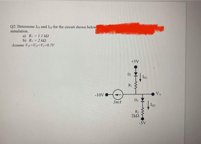 Solved Q2: Determine IDI and ID2 for the circuit shown below | Chegg.com