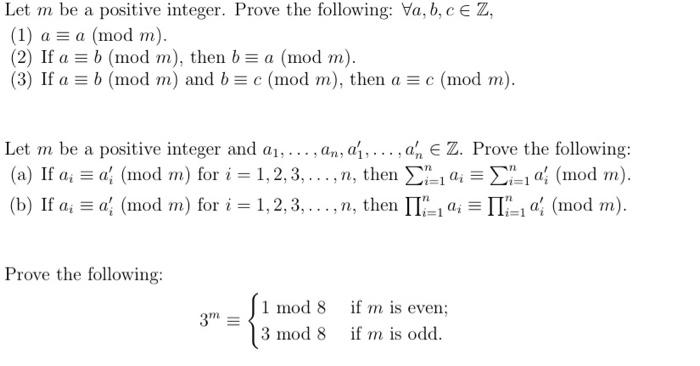 Solved Let m be a positive integer. Prove the following: | Chegg.com