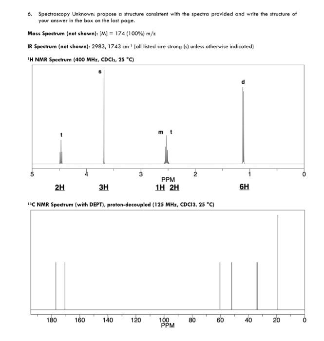 Solved 6. Spectroscopy Unknownt propose a structure | Chegg.com