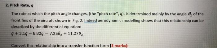 Solved 2. Pitch Rate, The rate at which the pitch angle | Chegg.com