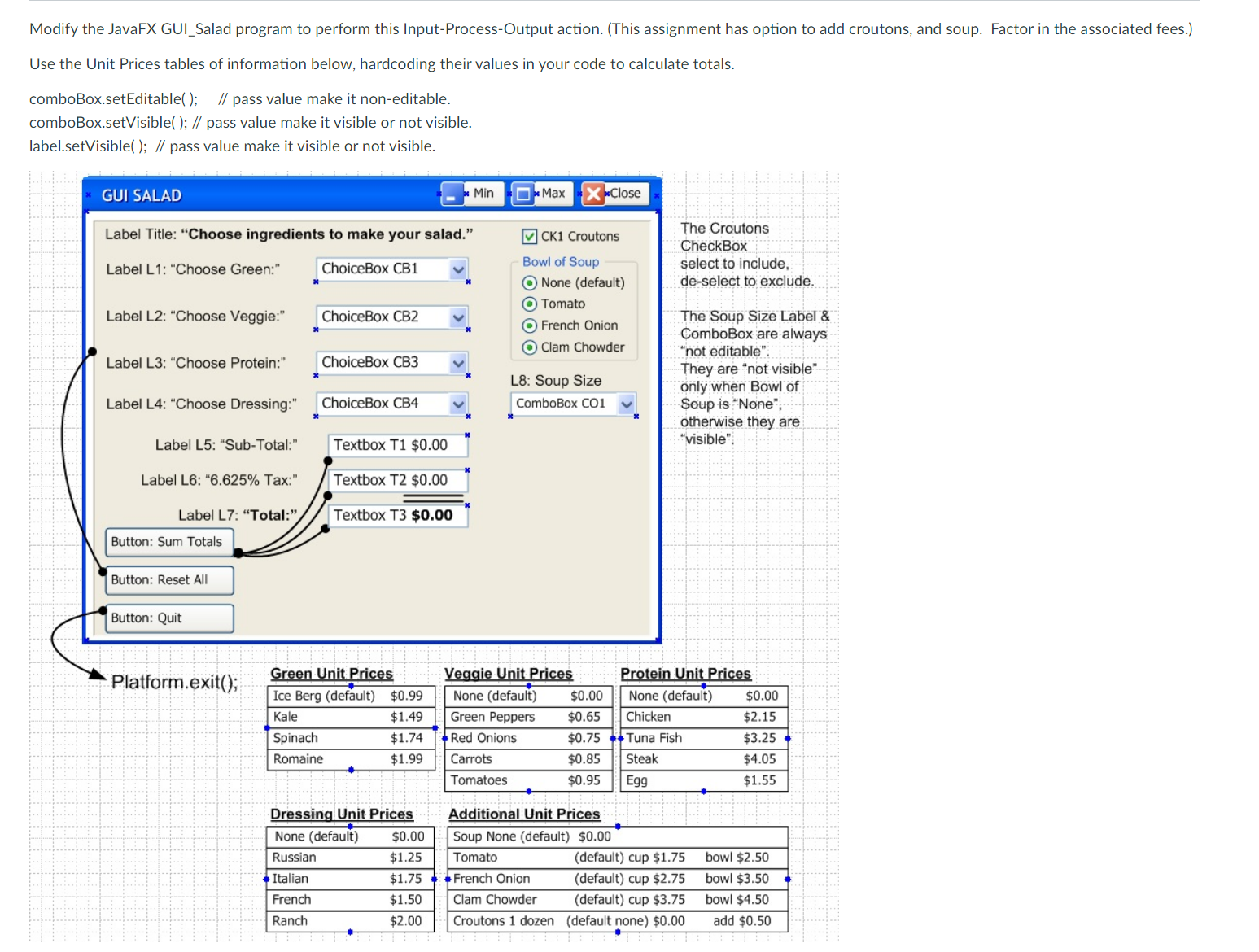 Solved Modify the JavaFX GUI_Salad program to perform this | Chegg.com