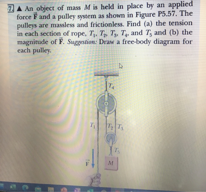 Solved 7. A An object of mass M is held in place by an | Chegg.com