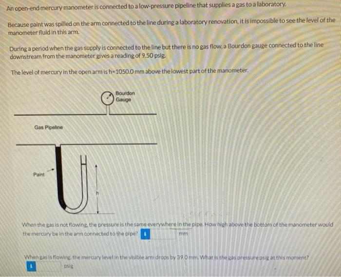 Solved An open-end mercury manometer is connected to a | Chegg.com