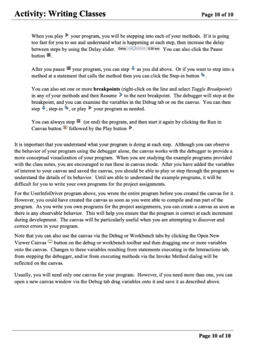 Solved Activity: Writing Classes Page 1 of 10 Terminology | Chegg.com