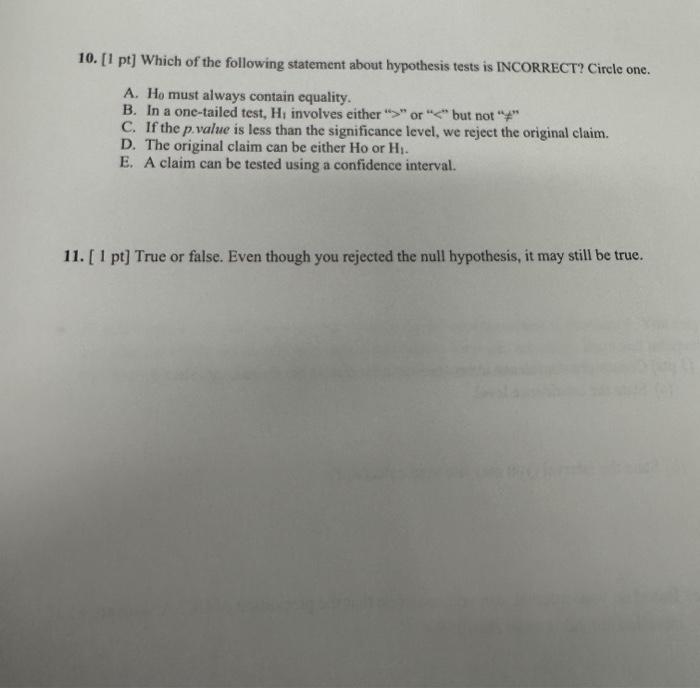 Solved 10. [1 pt] Which of the following statement about | Chegg.com