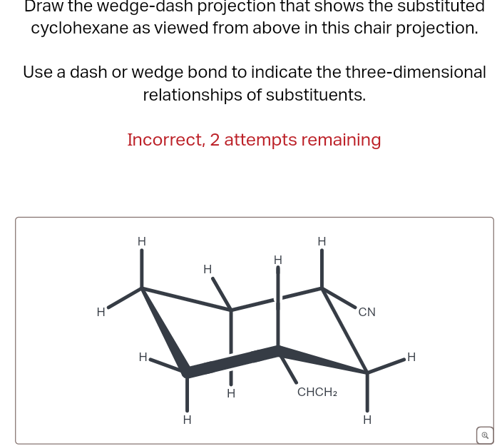 Solved Draw the wedge-dash projection that shows the | Chegg.com