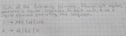 Solved Each of the following grammars, though not regular, | Chegg.com