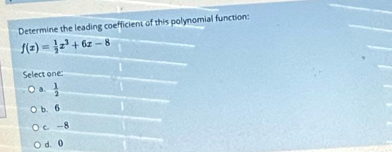 Solved Determine the leading coefficient of this polynomial | Chegg.com