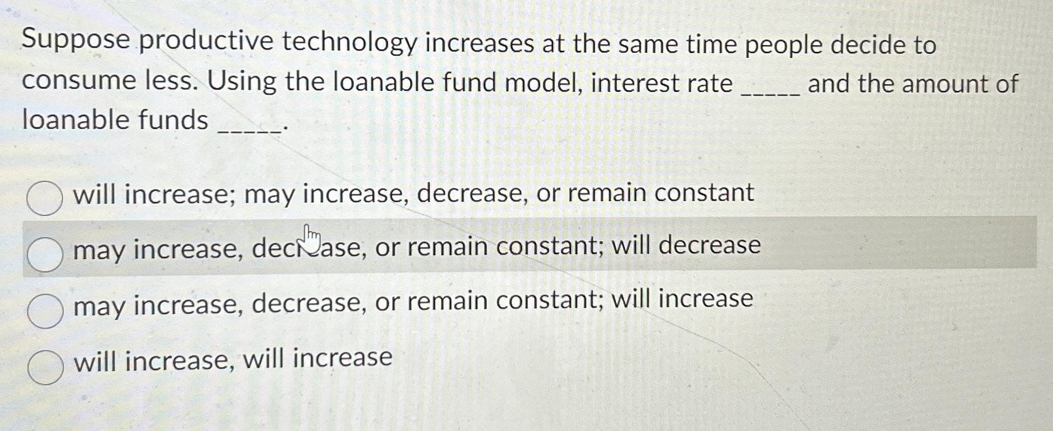 Solved Suppose productive technology increases at the same | Chegg.com