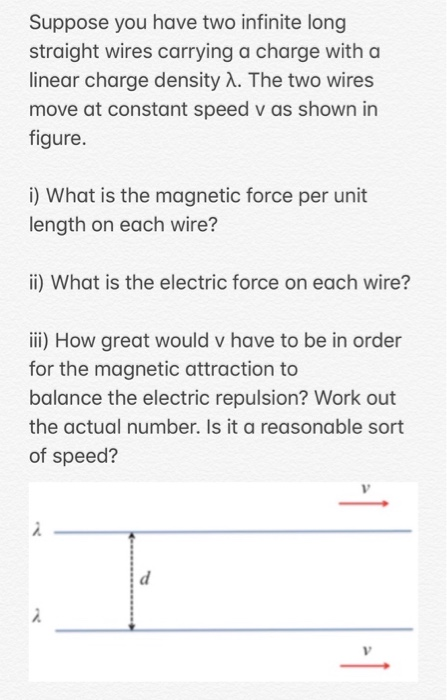 Solved Suppose you have two infinite long straight wires | Chegg.com