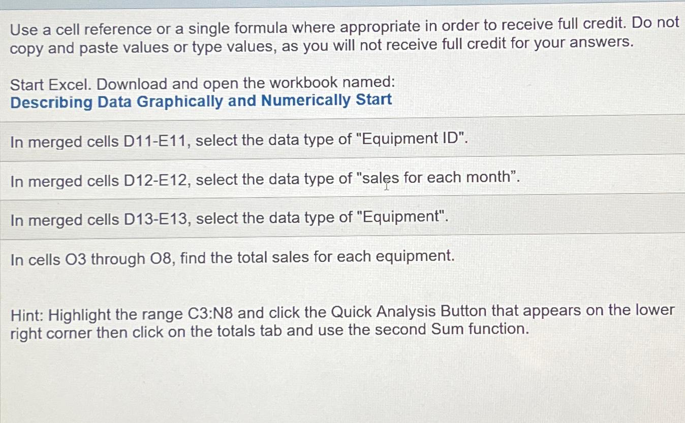 Solved Use a cell reference or a single formula where | Chegg.com
