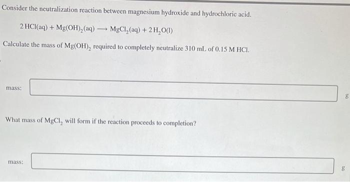 Solved Consider the neutralization reaction between | Chegg.com