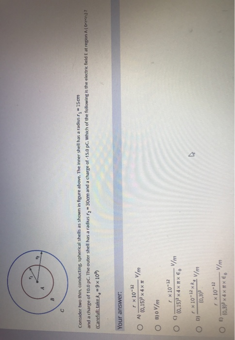 Solved B С Consider two thin, conducting spherical shells as | Chegg.com