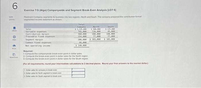 Solved Exercise 7.5 (Algo) Companywide and Segment | Chegg.com