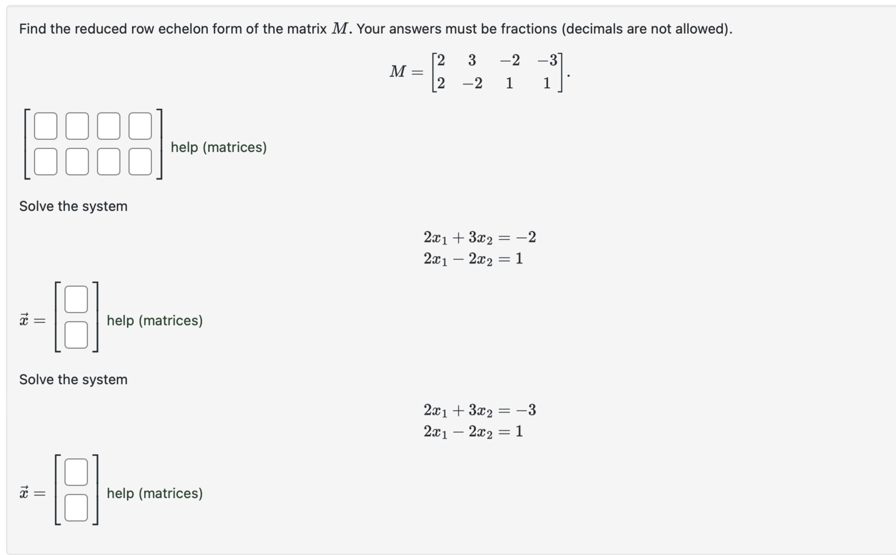 Solved Find the reduced row echelon form of the matrix M. | Chegg.com