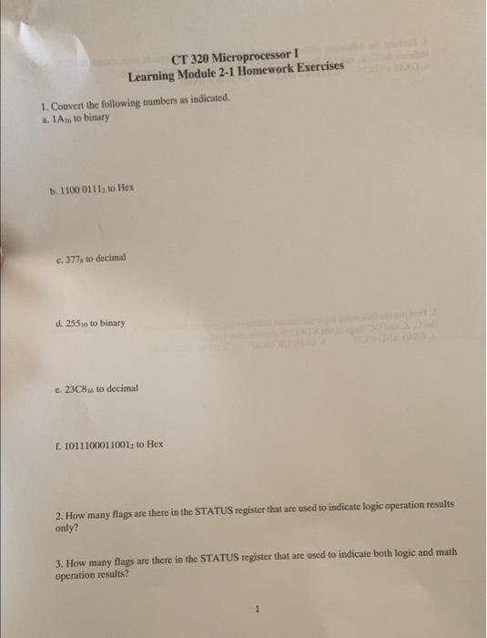 Solved CT 320 Microprocessor I Learning Module 2-1 Homework | Chegg.com