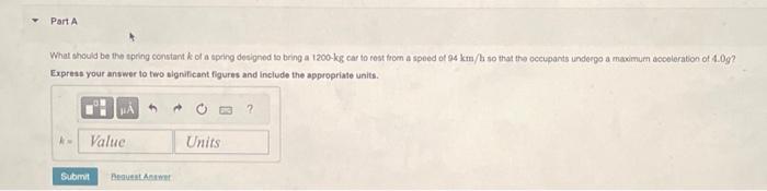 Solved What should be the spring constant k of a spring | Chegg.com