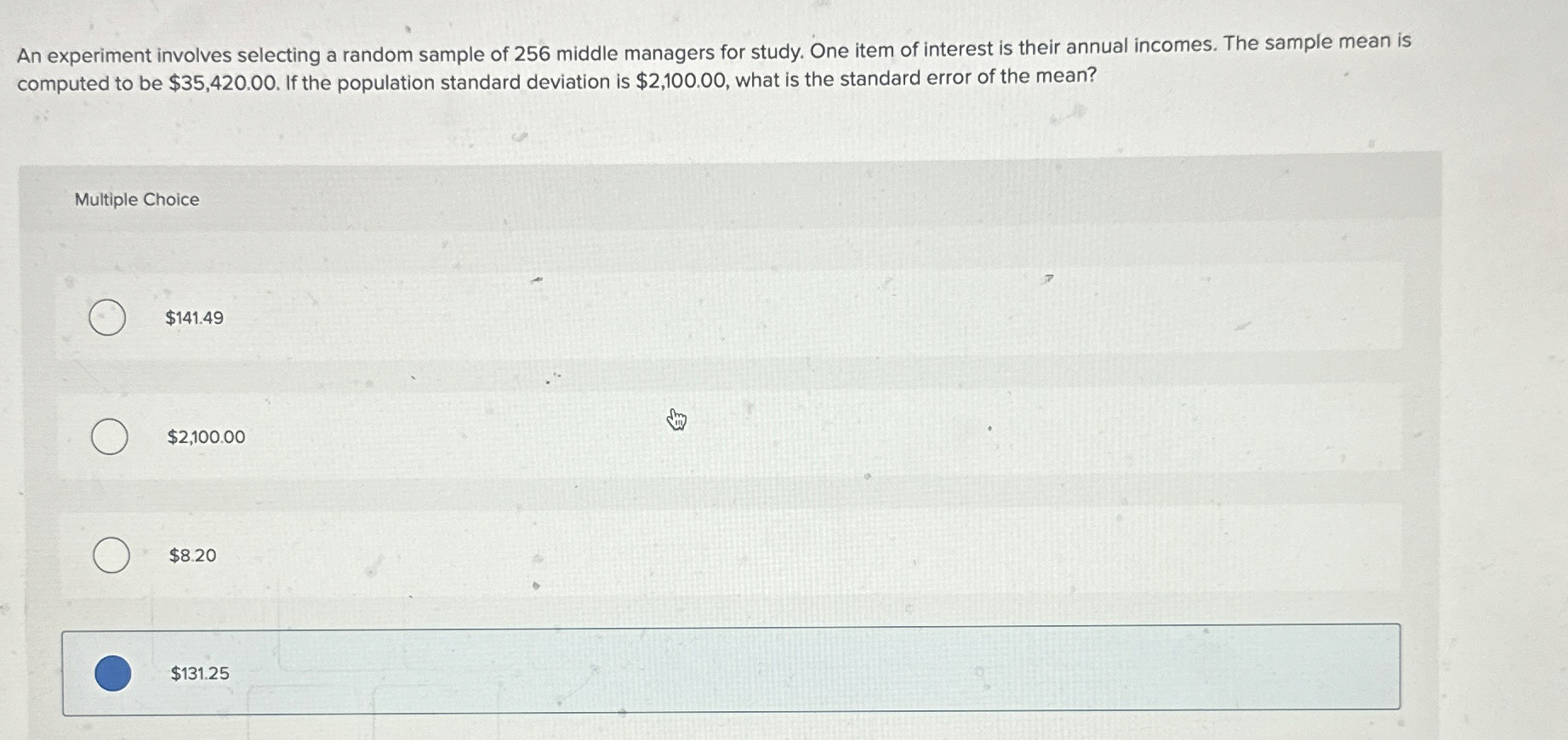 Solved An experiment involves selecting a random sample of | Chegg.com