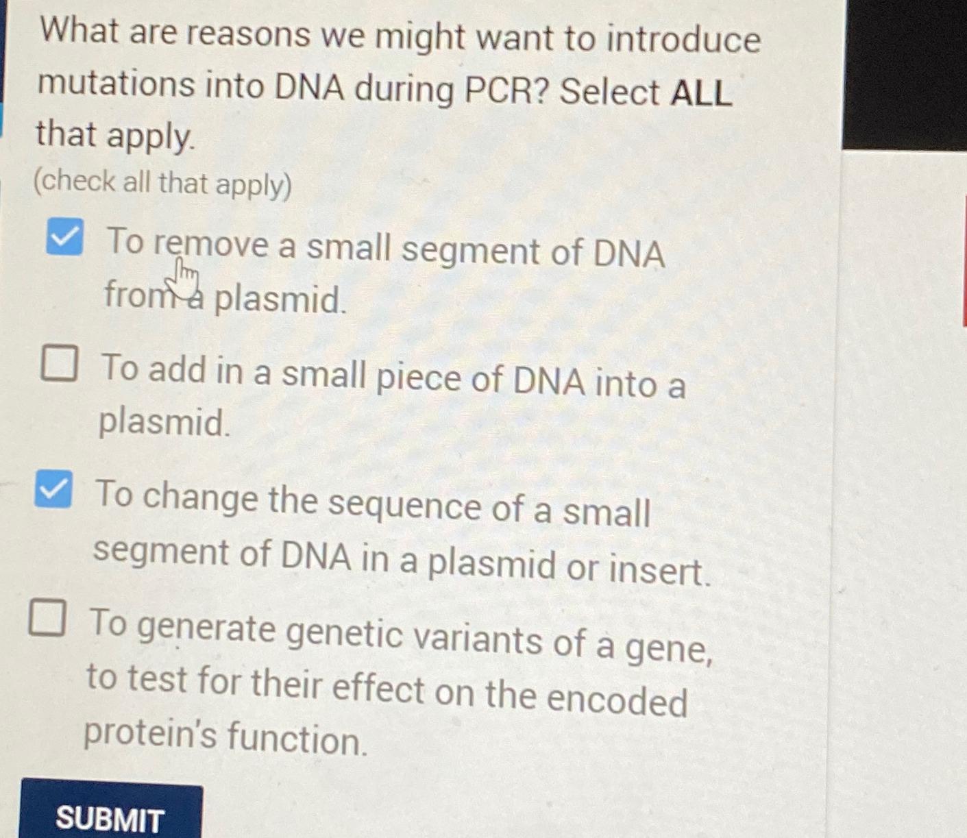 Solved What are reasons we might want to introduce mutations | Chegg.com