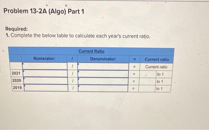Solved Problem 13-2A (Algo) Ratios, common-size statements, | Chegg.com