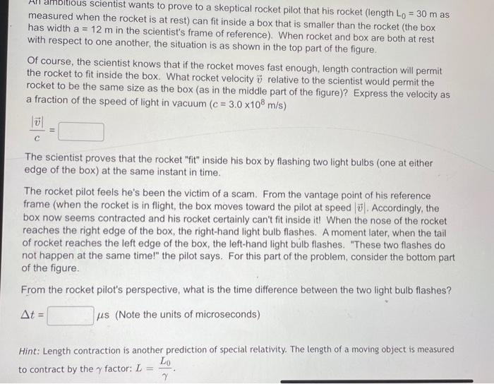Solved measured when the rocket is at rest) can fit inside a | Chegg.com