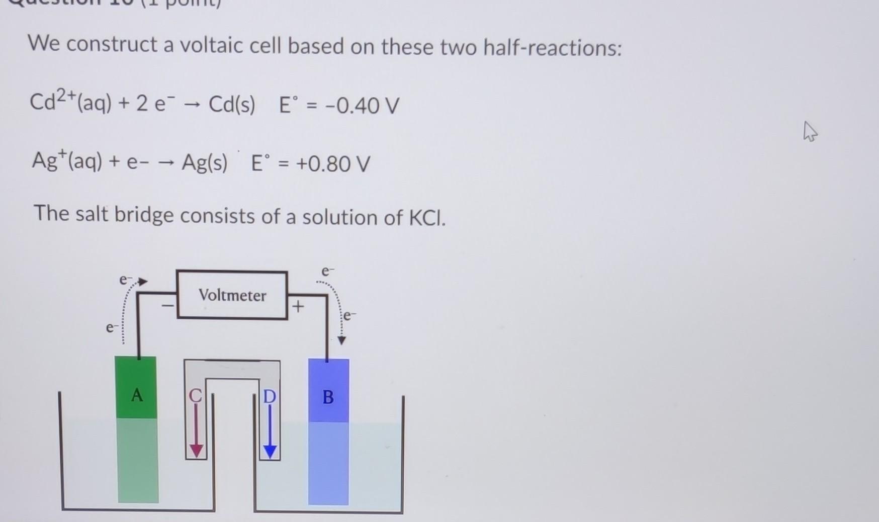 Solved We construct a voltaic cell based on these two | Chegg.com