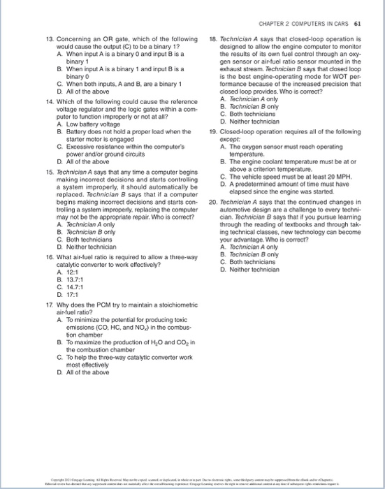 Solved 60 Computerized Engine Controls V Diagnostic Exercise Chegg