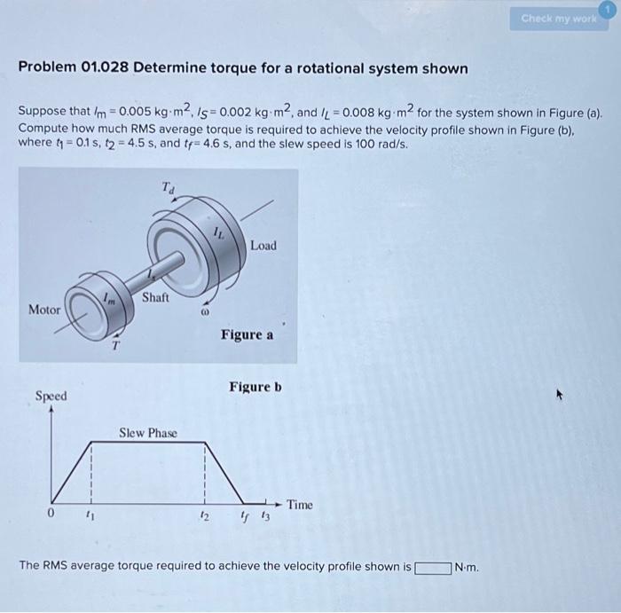 Solved Check my wor Problem 01.028 Determine torque for a | Chegg.com