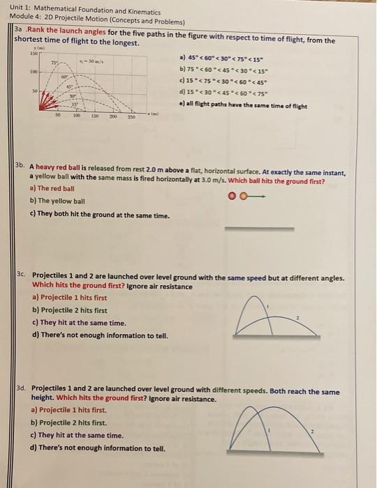 Solved Unit 1: Mathematical Foundation and Kinematics Module | Chegg.com