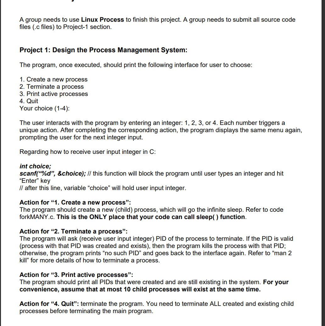 Solved needs to use Linux Process to finish this project | Chegg.com