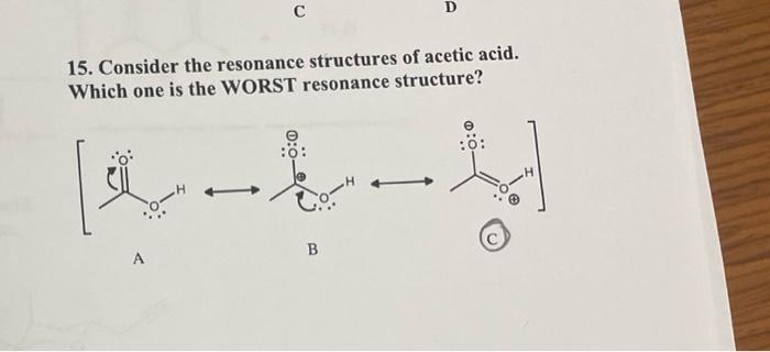 Solved 15. Consider the resonance structures of acetic acid. | Chegg.com
