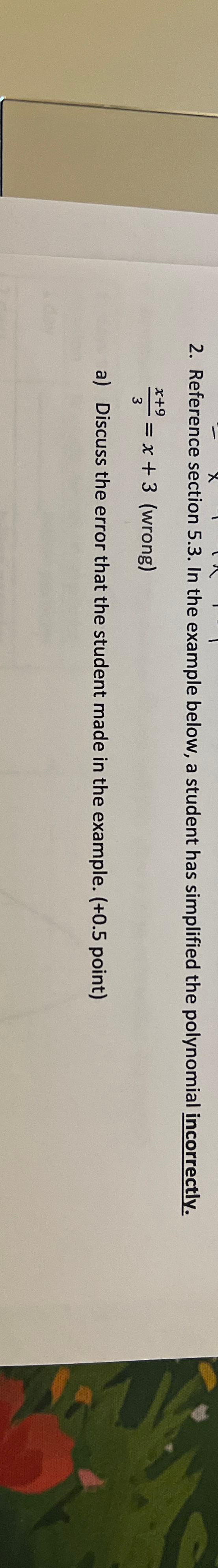 Solved Reference section 5.3. ﻿In the example below, a | Chegg.com