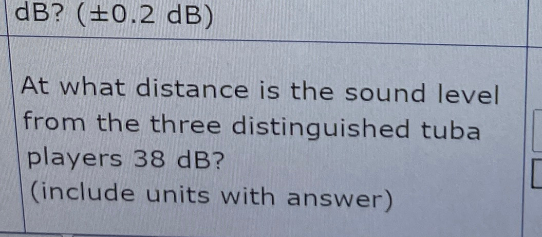 Solved dB?(+-0.2dB)At what distance is the sound level from | Chegg.com