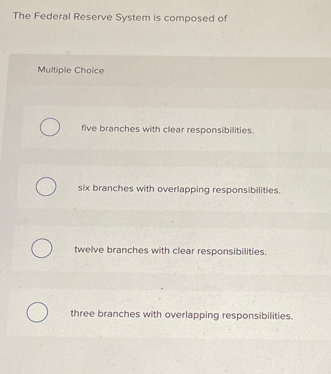 Solved The Federal Reserve System is composed ofMultiple | Chegg.com