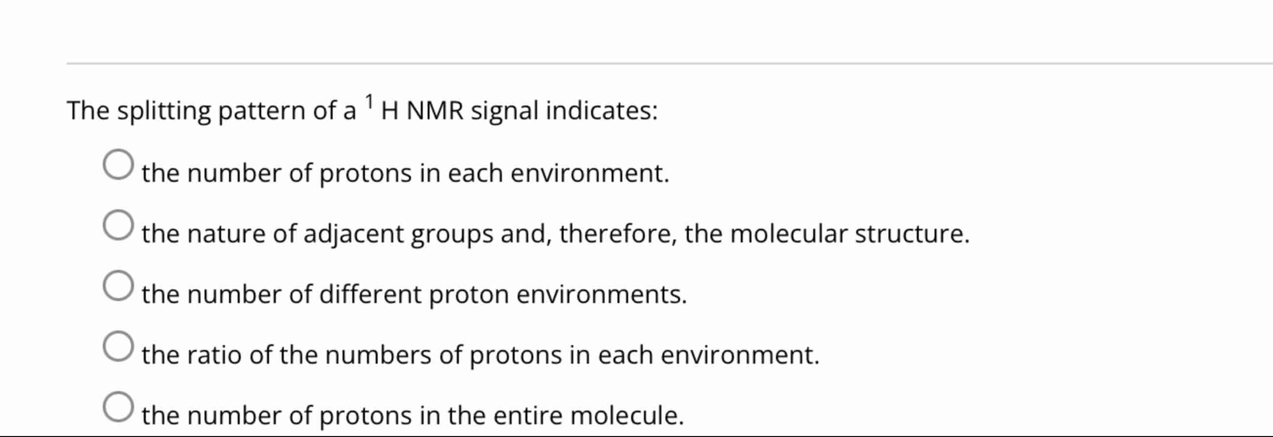 Solved The splitting pattern of a ^(1)H NMR signal | Chegg.com
