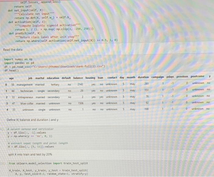 Solved mport numpy as np lass LogisticRegressionGD: | Chegg.com