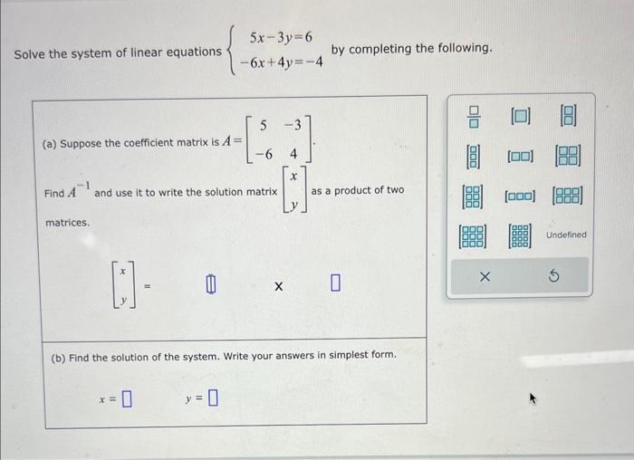 Solved Solve the system of linear equations | Chegg.com