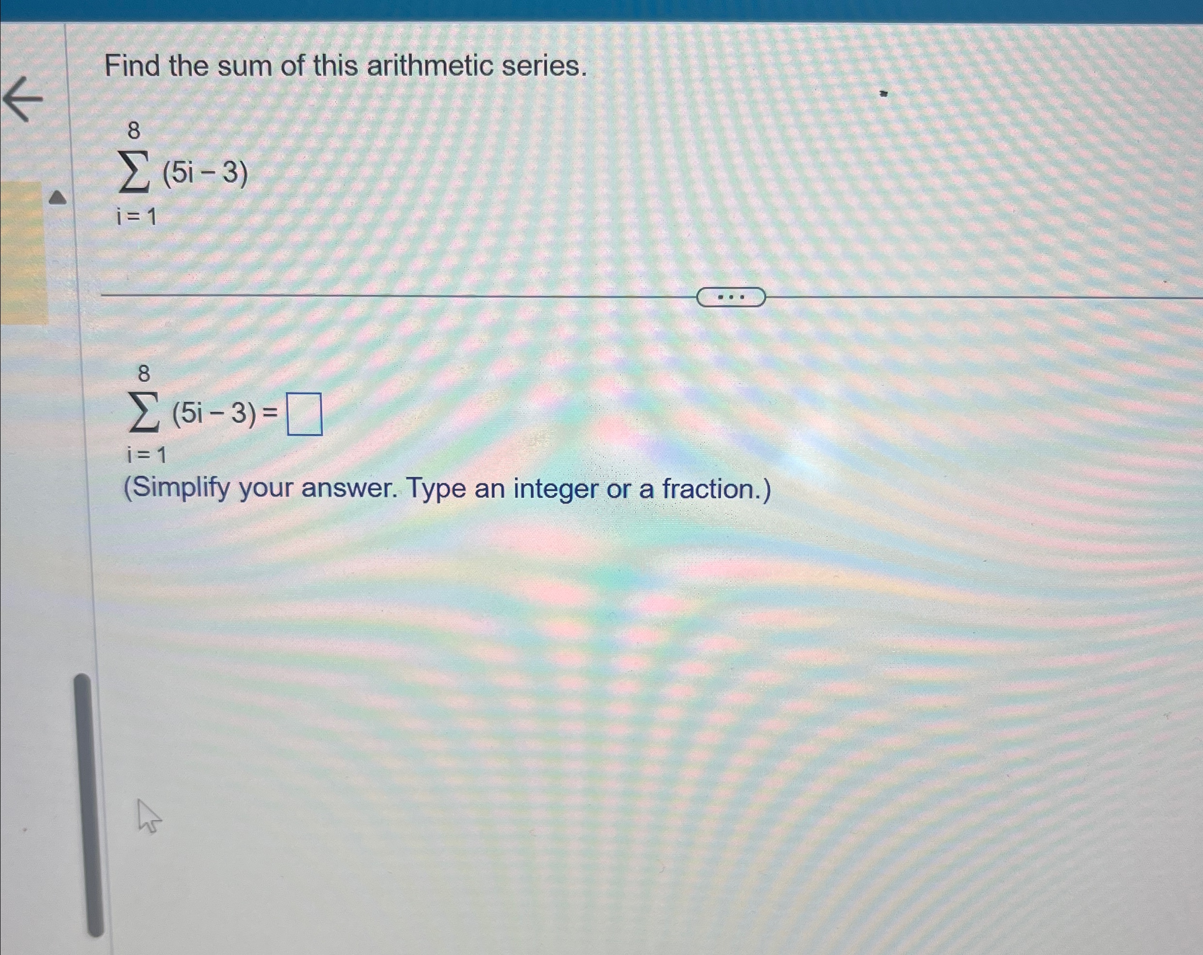Solved Find the sum of this arithmetic | Chegg.com