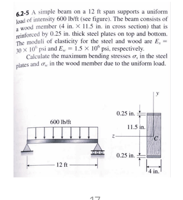 Solved 6.2-5 ﻿A simple beam on a 12 ﻿ft span supports a | Chegg.com