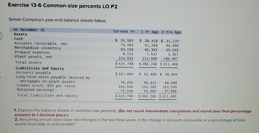 Solved Exercise 13-3 Computing and Interpreting trend | Chegg.com