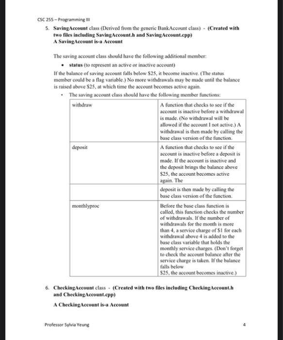 Solved CSC 255 - Programming CSC 255 - Programming III | Chegg.com