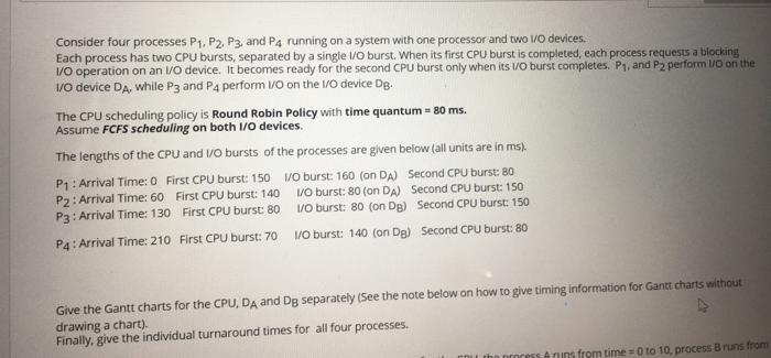 Solved Consider four processes P1, P2, P3, and P4 running on | Chegg.com