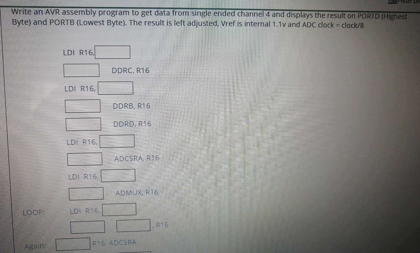 Solved Write An Avr Assembly Program To Get Data From Single 