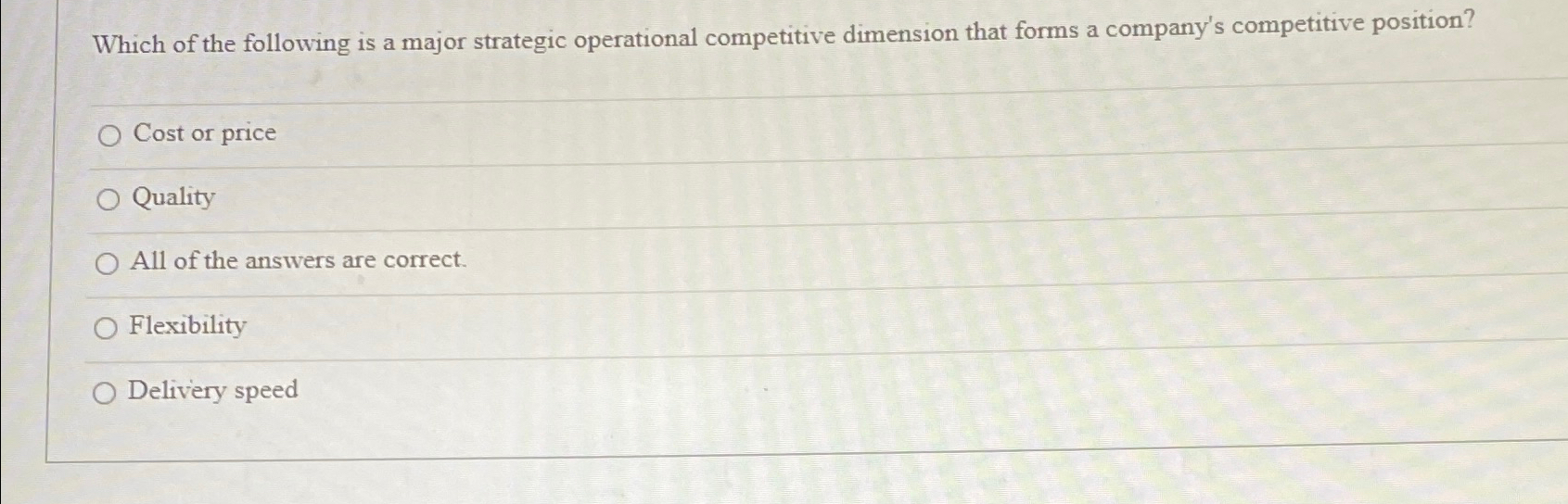 Solved Which of the following is a major strategic | Chegg.com