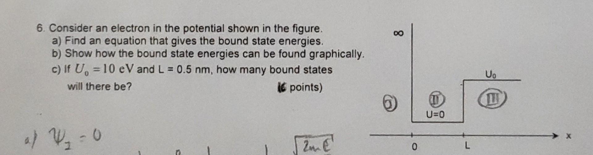 Solved 8 6. Consider an electron in the potential shown in | Chegg.com
