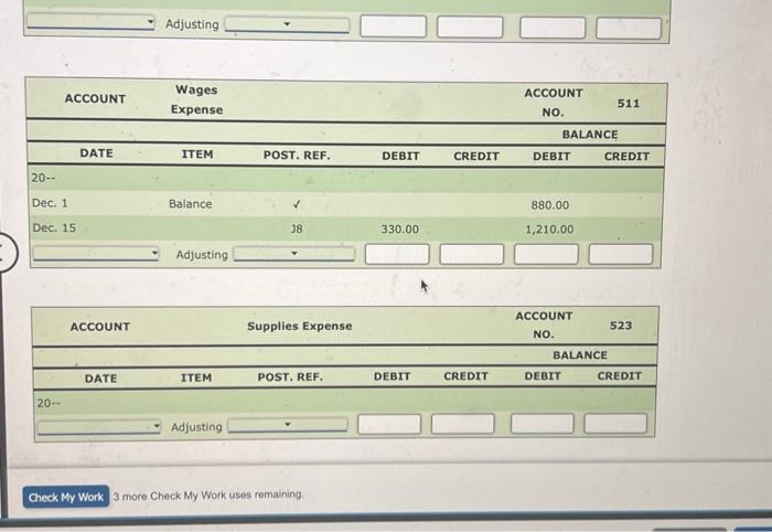 Solved Posting Adfusting Entries Two adjusting entries are | Chegg.com