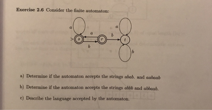 Solved Exercise 2.6 Consider the finite automaton: a) | Chegg.com