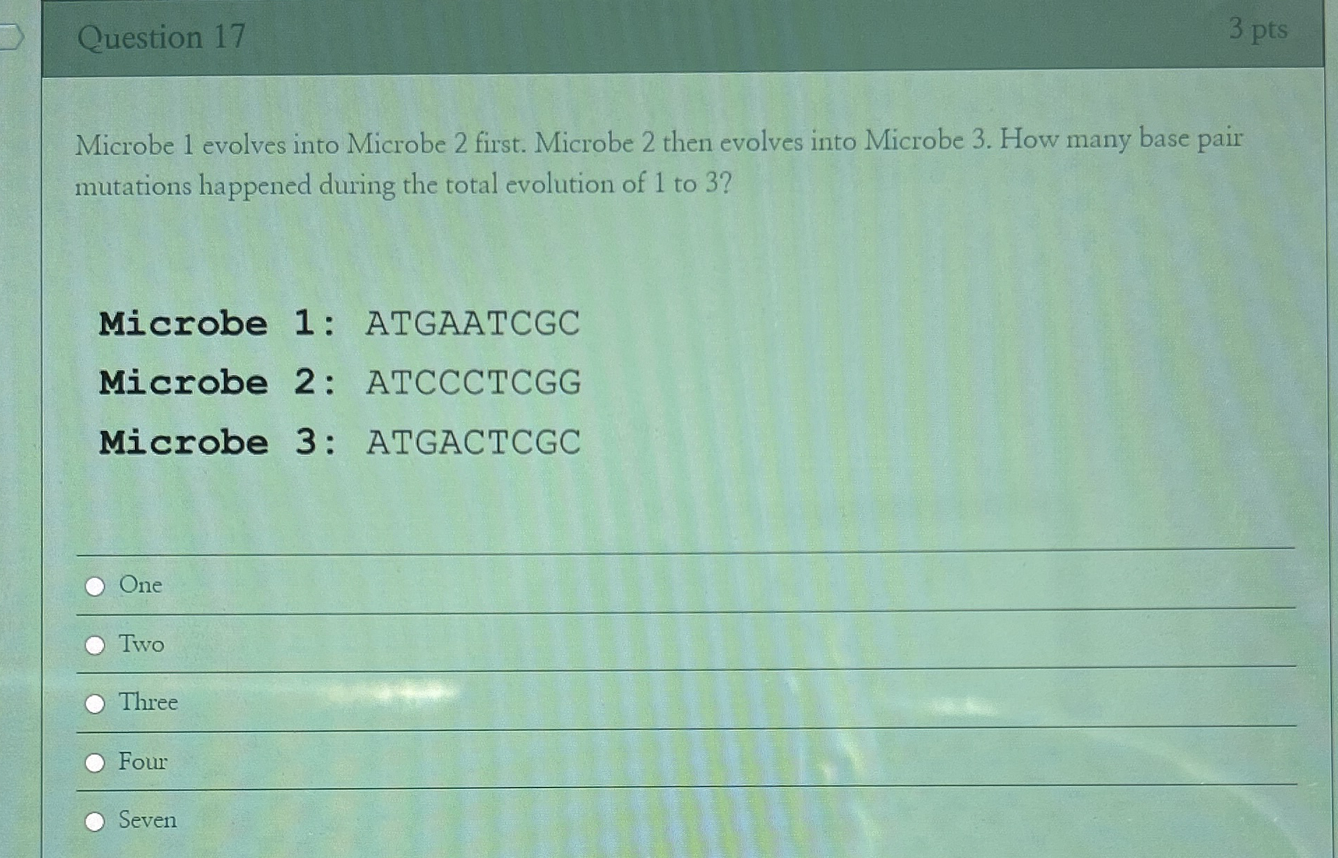 Solved Question 173 ﻿ptsMicrobe 1 ﻿evolves into Microbe 2 | Chegg.com