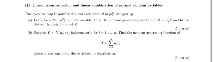 Solved Q1. Linear transformation and linear combination of | Chegg.com