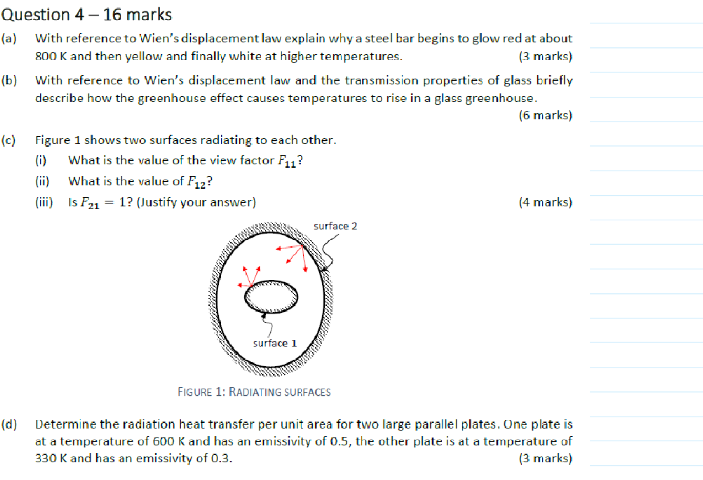 Solved Question 4 - 16 ﻿marks(a) ﻿With reference to Wien's | Chegg.com